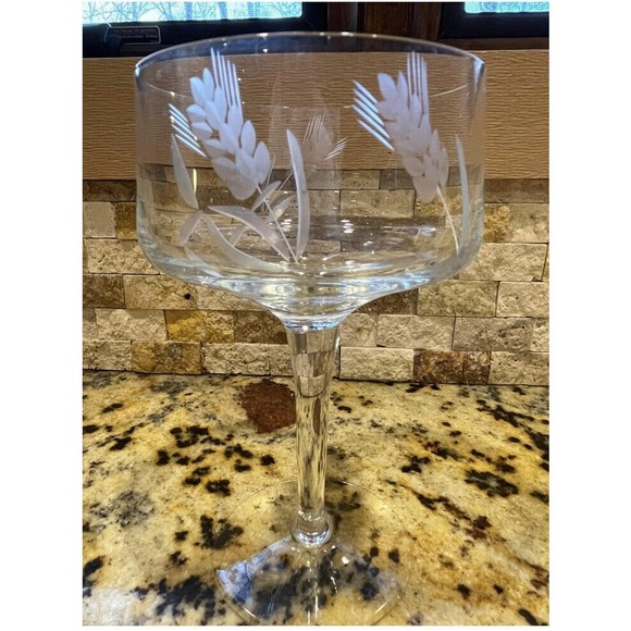 Unbranded | Dining | Vintage Etched Wheat Design Crystal Glass Goblet ...